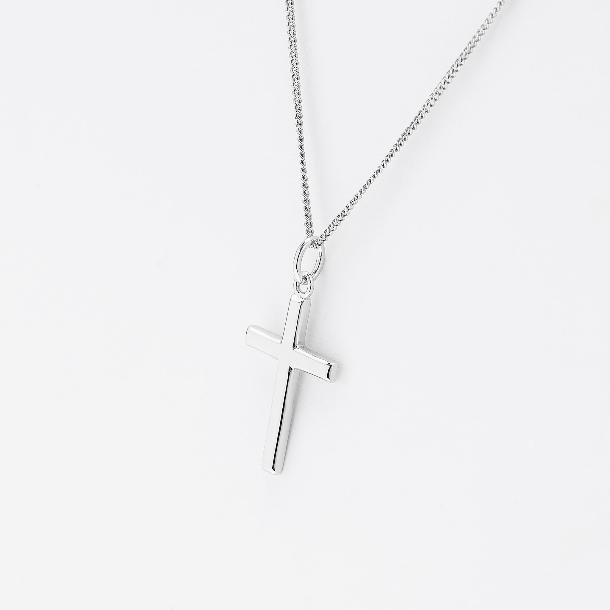 Sterling Silver Medium Beveled Edge Cross Pendant 13x20mm – Simon ...