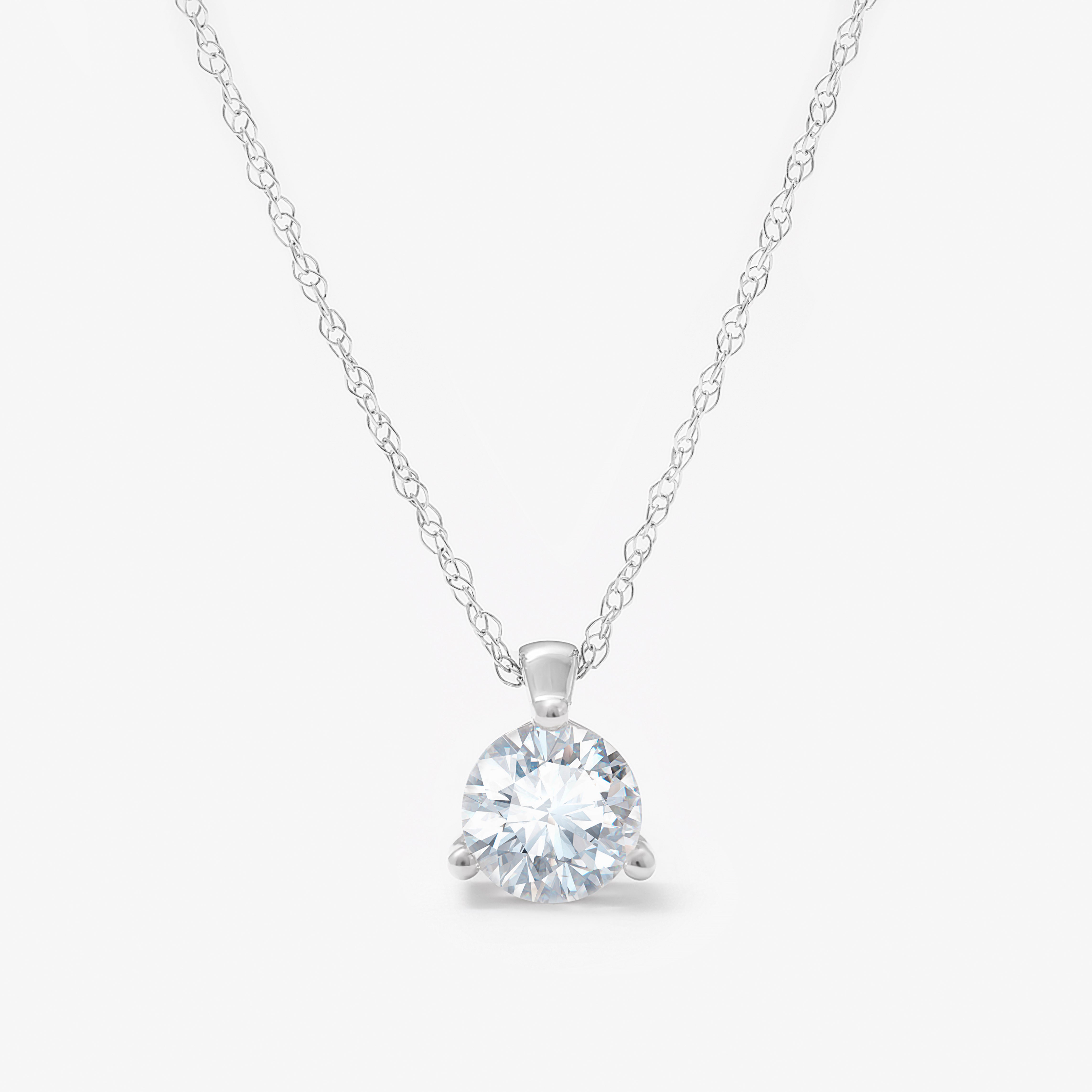 9K White Gold 0.60ct Round Brilliant Lab Diamond Pendant With Delicate ...
